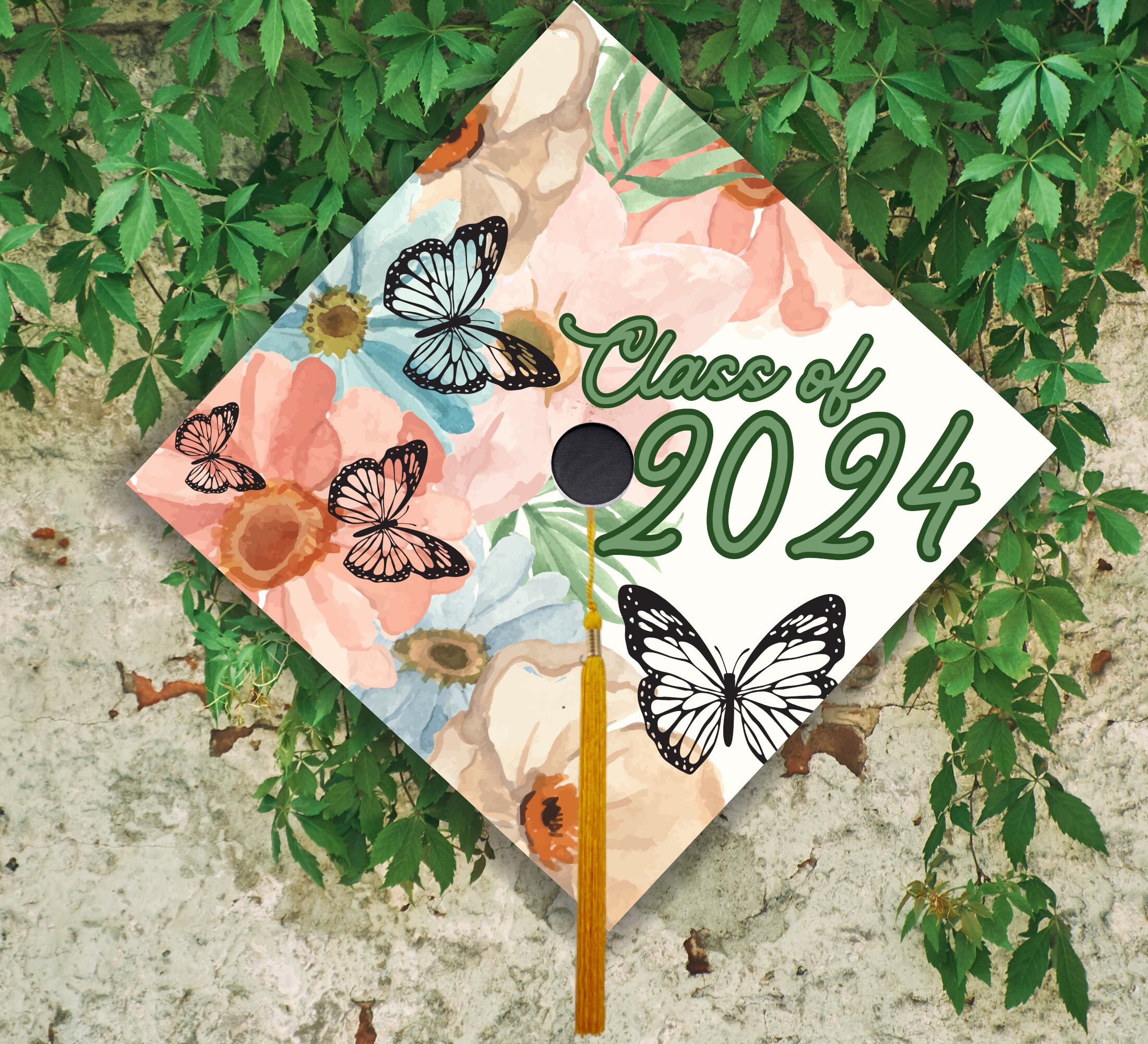 Graduation Cap Topper/ Floral Cap Topper/ Class of 2024 Cap Topper ...