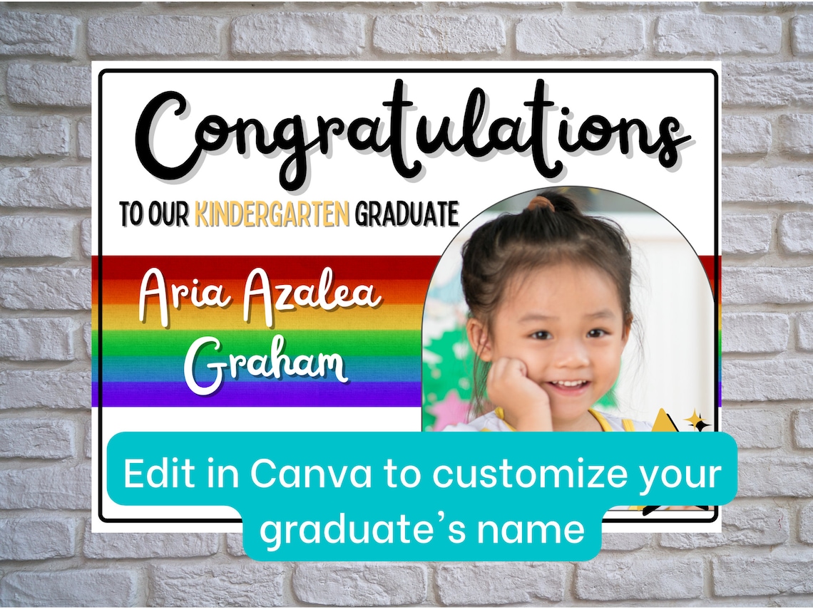 Kindergarten Graduation / Custom Graduation Yard Sign / Graduation Lawn ...