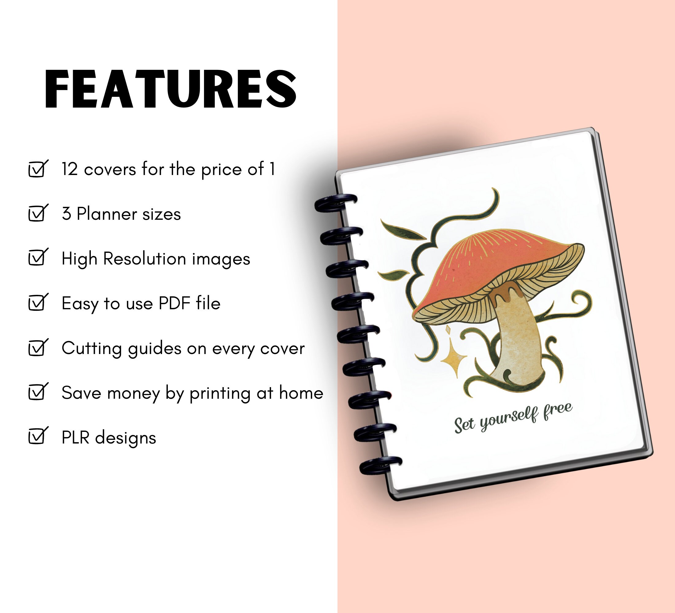 Mushroom Happy Planner Covers, Discbound Covers, Homeschool Planner ...