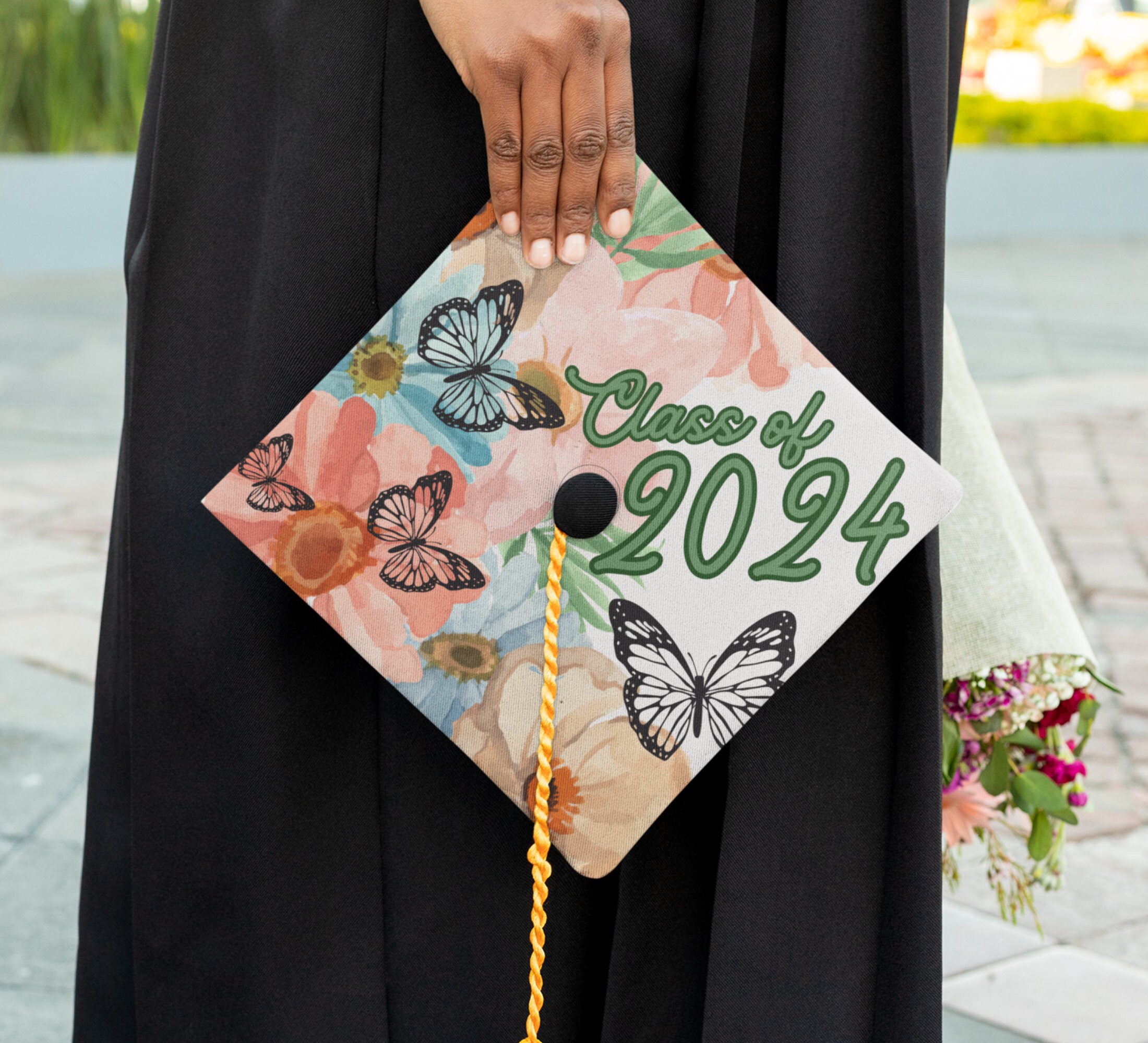 Graduation Cap Topper/ Floral Cap Topper/ Class of 2024 Cap Topper ...