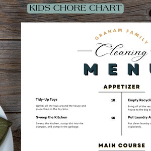 Kids Chore Chart/ Cleaning Checklist/ Weekly Cleaning Schedule - Etsy