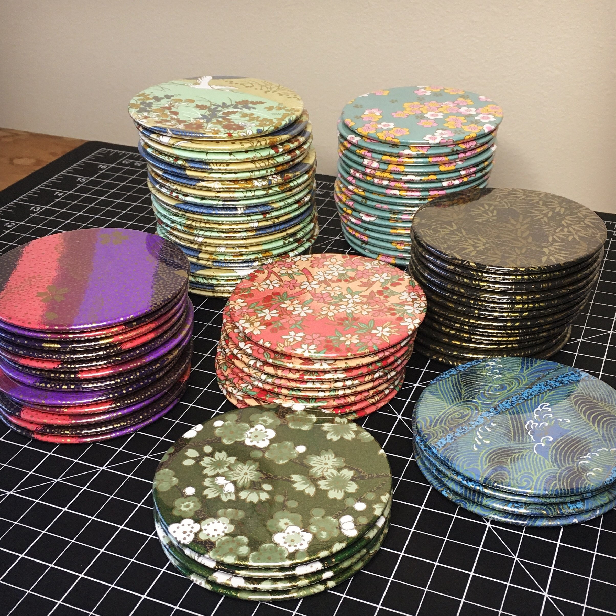 Set of 4 Pink Cherry Blossom Japanese Paper Coaster - Etsy