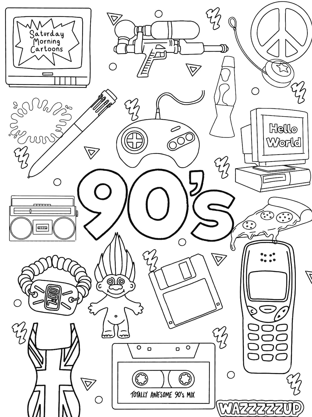 90s Colouring Page - Etsy