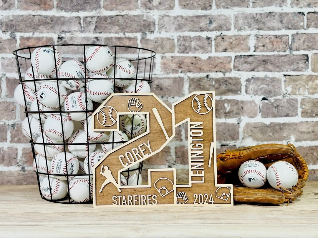 Baseball Player & Number Sign | Laser Cut Personalized Baseball Sign ...