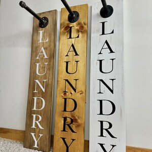 Laundry Sign With Hanging Pole | Rustic Laundry Room Hanger | Farmhouse ...