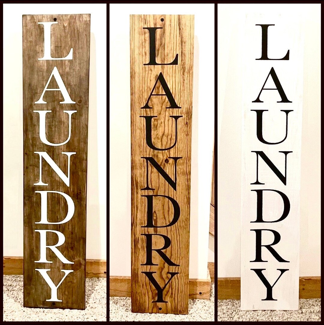 Laundry Vertical Sign Rustic Laundry Room Wooden Sign Primitive Laundry ...