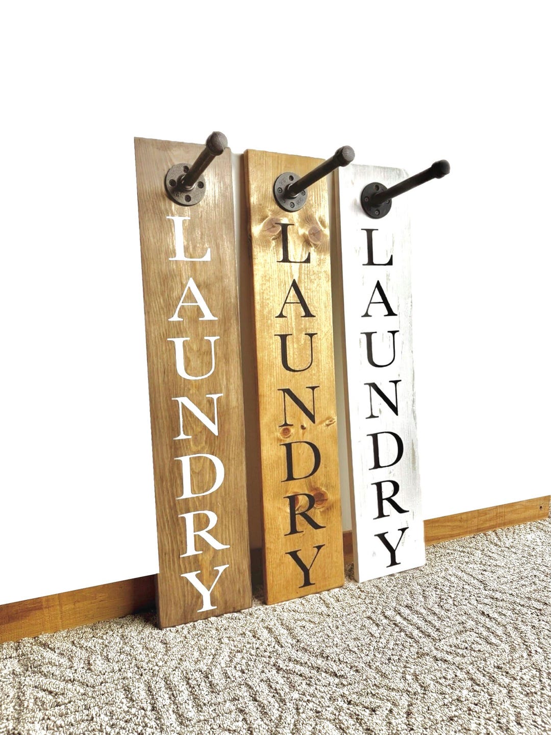 Laundry Sign With Hanging Pole | Rustic Laundry Room Hanger | Farmhouse ...