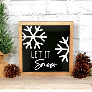 Let It Snow 3D Framed Sign | Premium Winter Sign | Square Snowflake ...