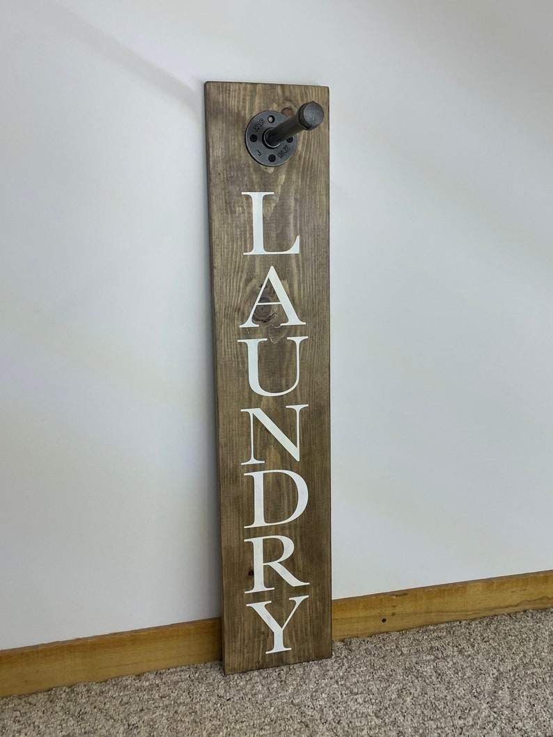 Laundry Sign With Hanging Pole Rustic Laundry Room Hanger - Etsy