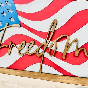 American Flag & Freedom Wooden Sign | Laser Cut Patriotic Wood Flag ...