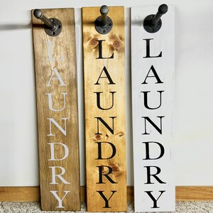 Laundry Sign With Hanging Pole | Rustic Laundry Room Hanger | Farmhouse ...