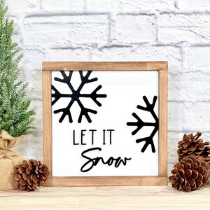 Let It Snow 3D Framed Sign | Premium Winter Sign | Square Snowflake ...