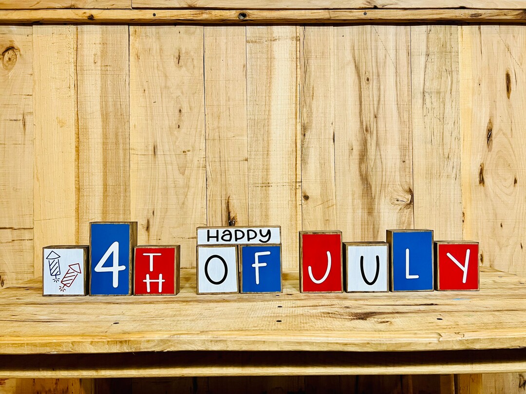 Happy 4th of July Block Set | Set of 10 Blocks | July 4th Patriotic ...