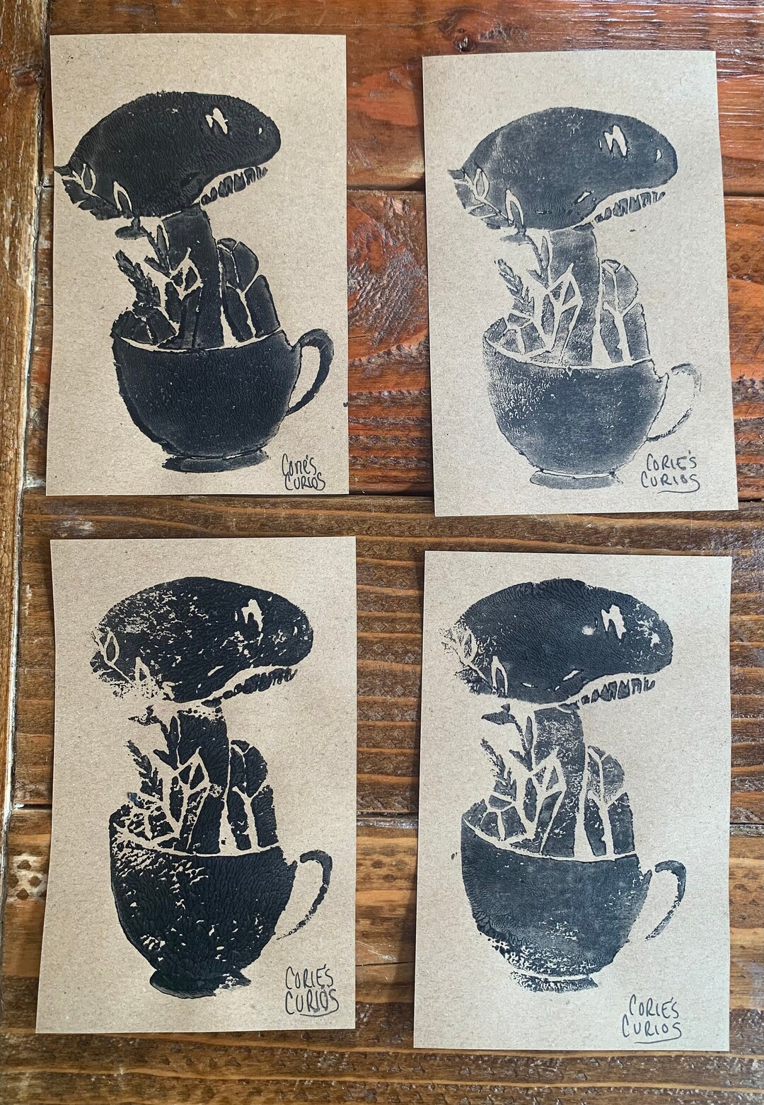 Hand Carved Stamped Art Prints - Etsy