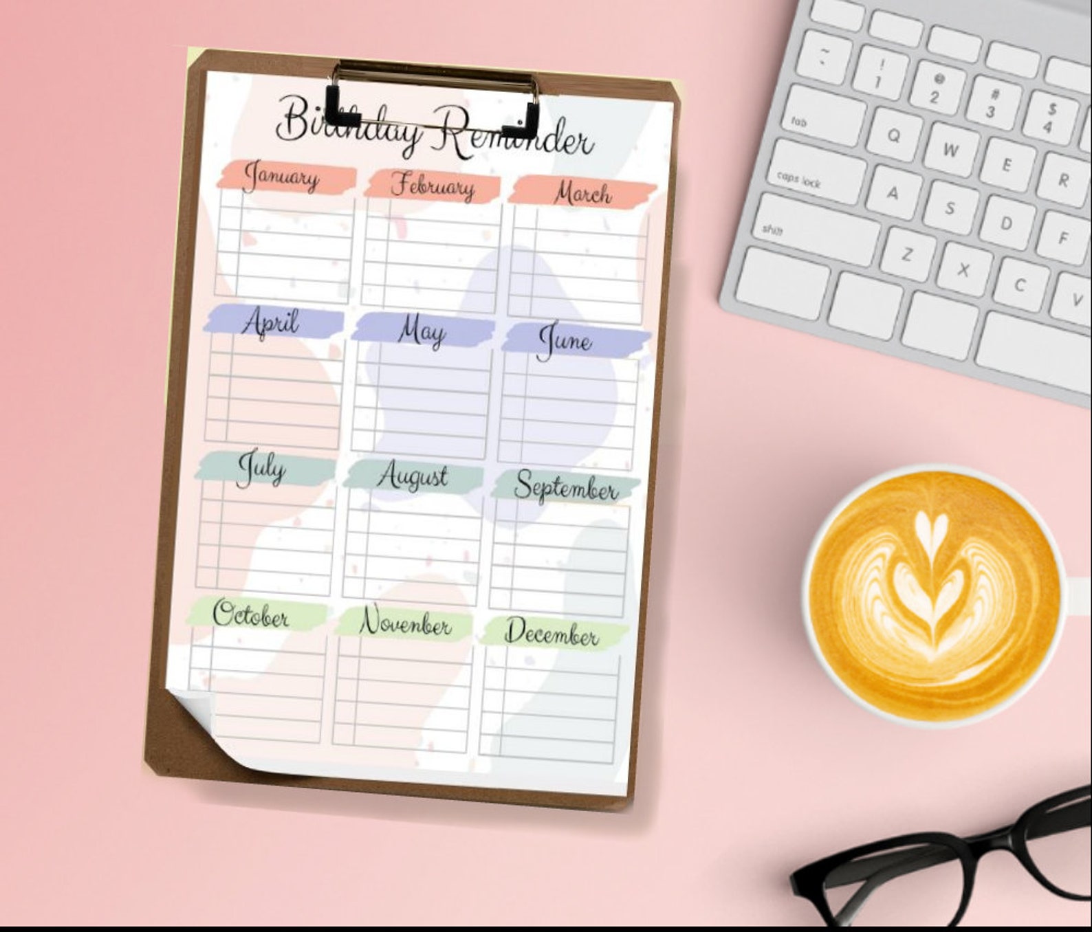 BIRTHDAY Reminder Pdf Printable/fillable DIGTAL DOWNLOAD 8.5 X - Etsy