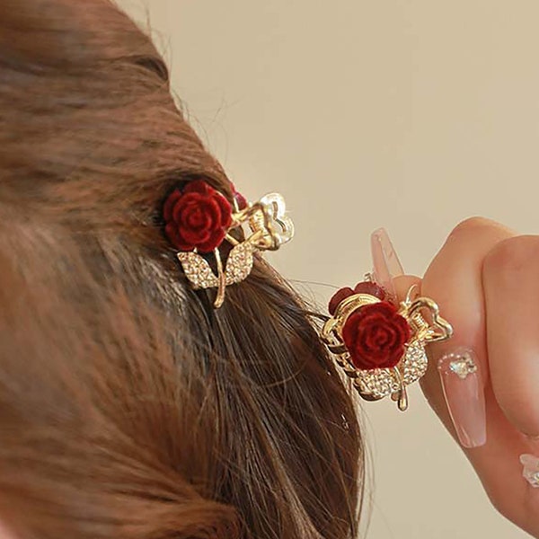 Red Rose Hair Clip - Etsy