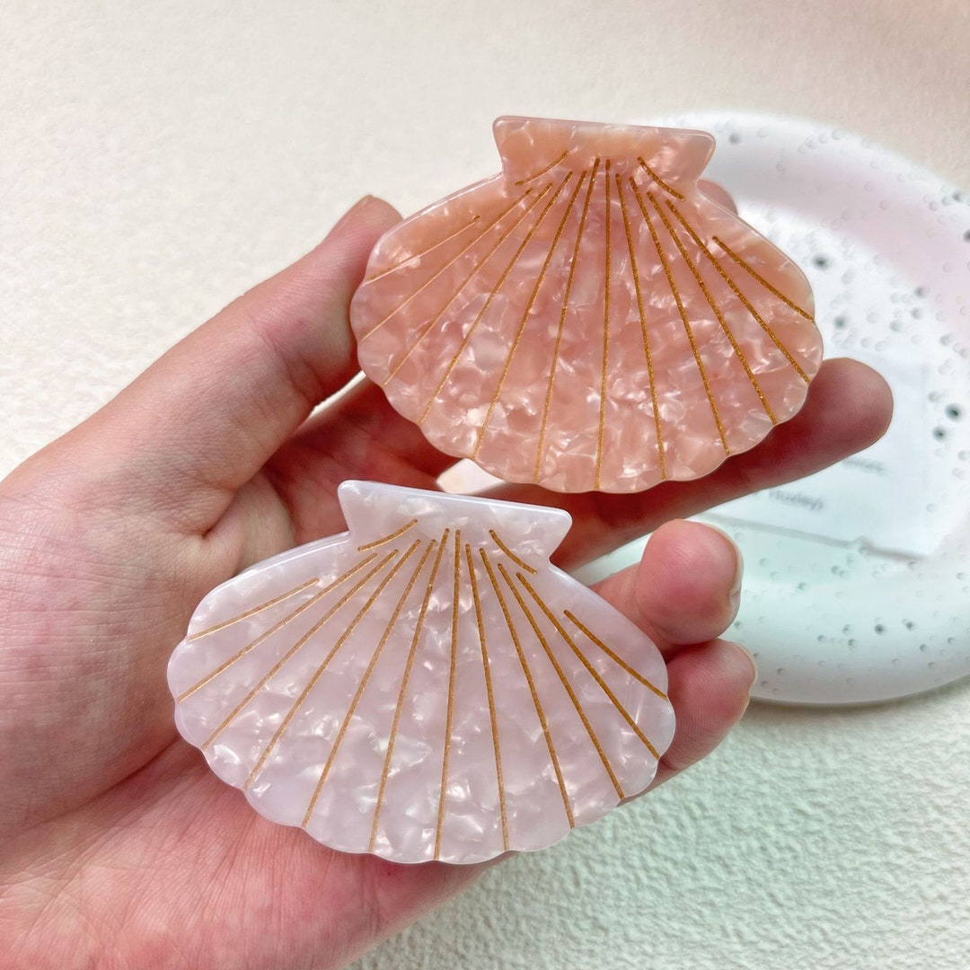 Elegant Pink Green White Shell Hair Claws Large Trendy - Etsy