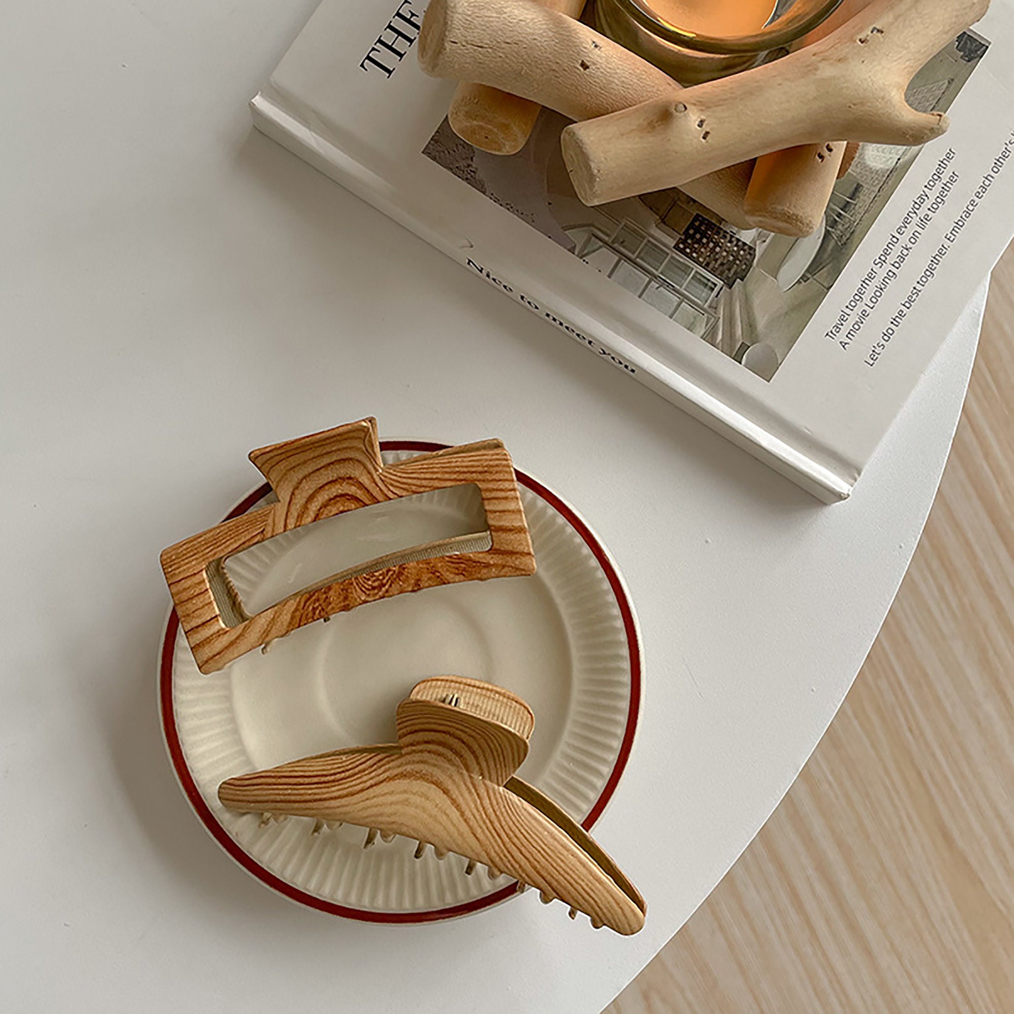 Wood Texture Hair Claw Retro Wood Grain Hair Claws Metal | Etsy