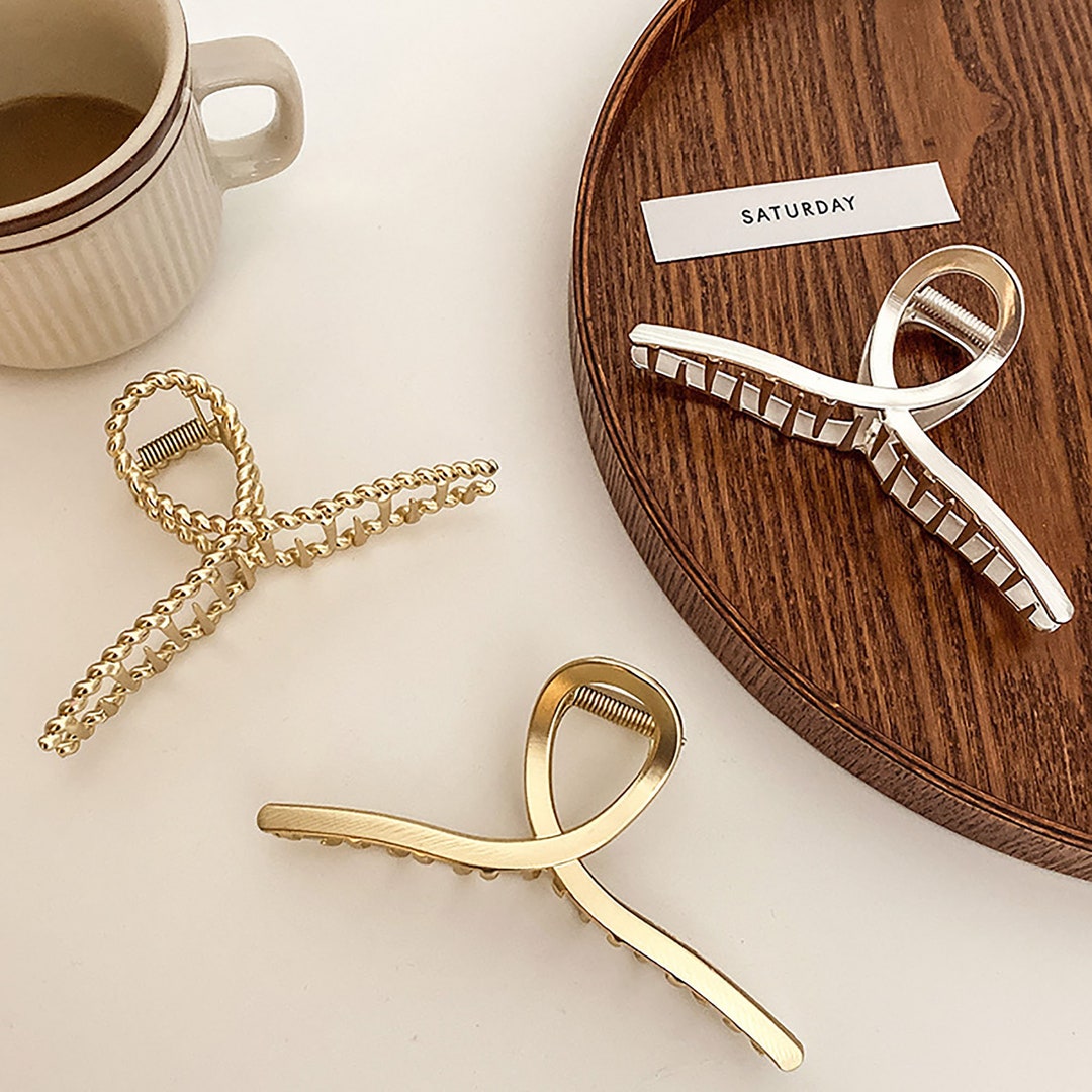 Large Twisted Metal Hair Claw Clip, Vintage Matte Metal Hair Claws ...