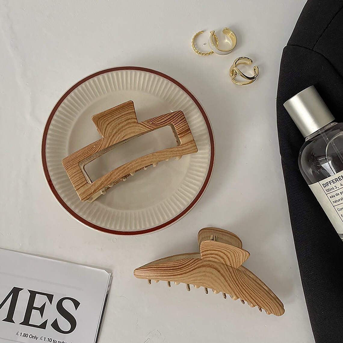 Wood Texture Hair Claw Retro Wood Grain Hair Claws Metal | Etsy