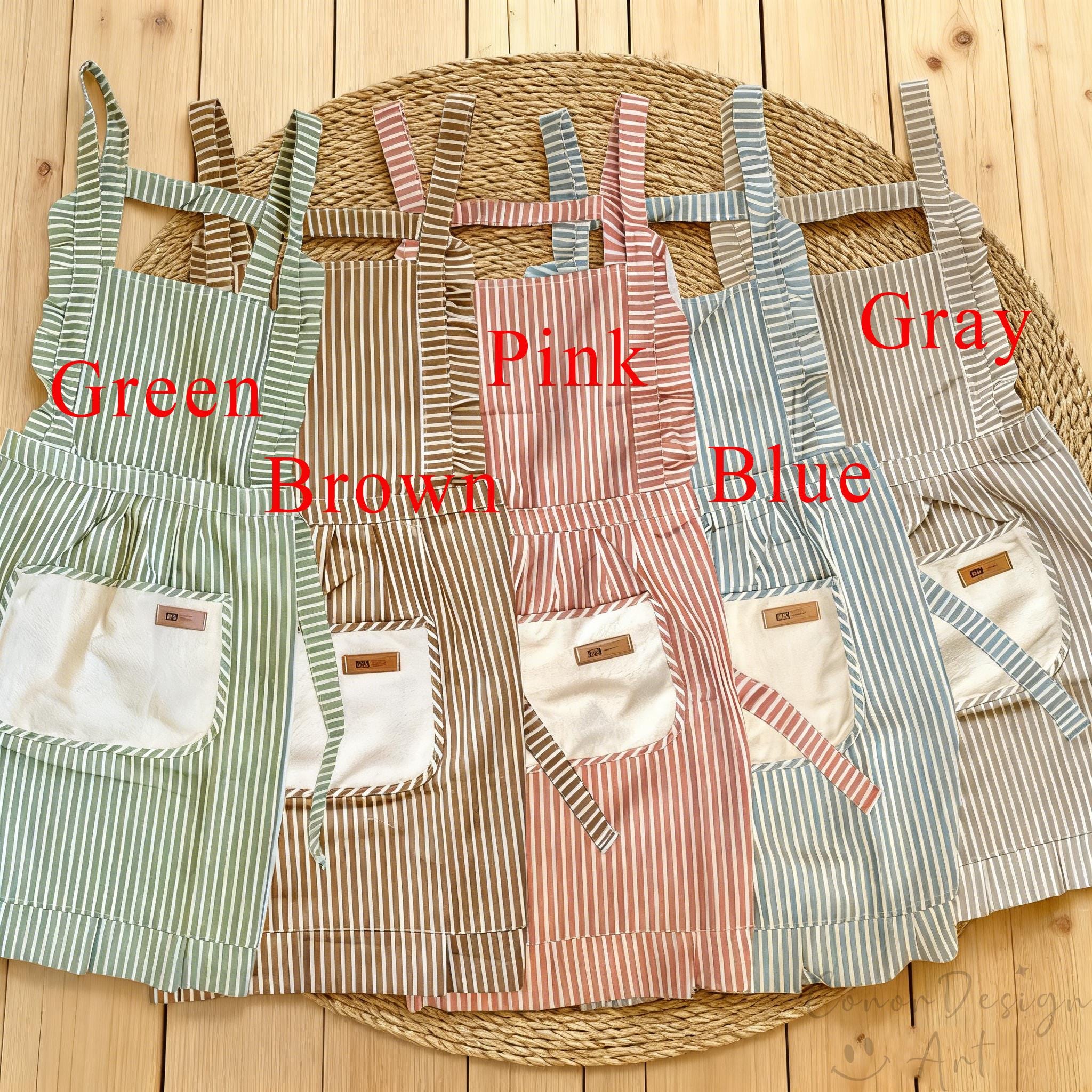 Custom Striped Baking Apron With Pockets,personalized Embroidered Apron ...