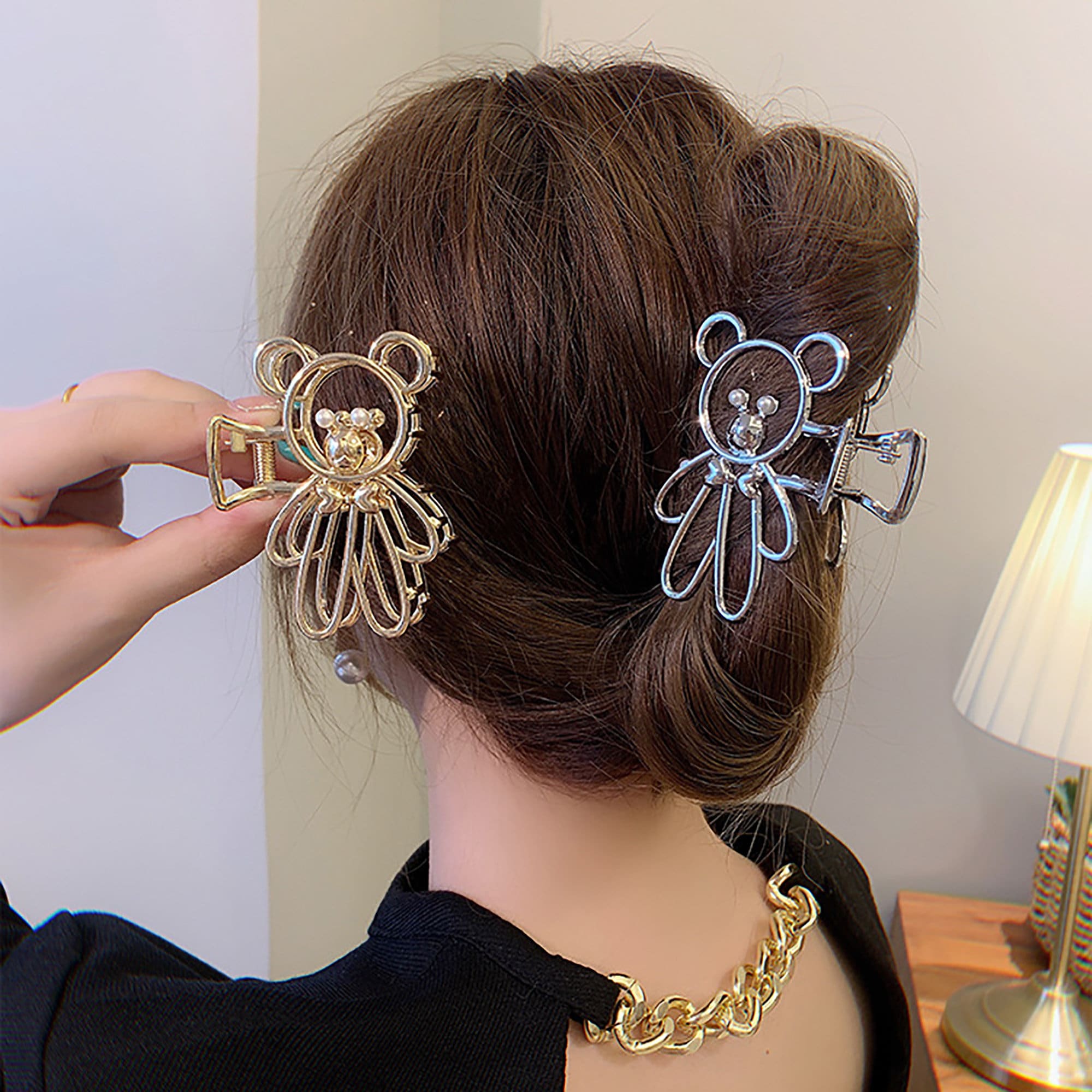 Cute Cartoon Bear Metal Hair Claw Clip Large Bear Hair Claw | Etsy