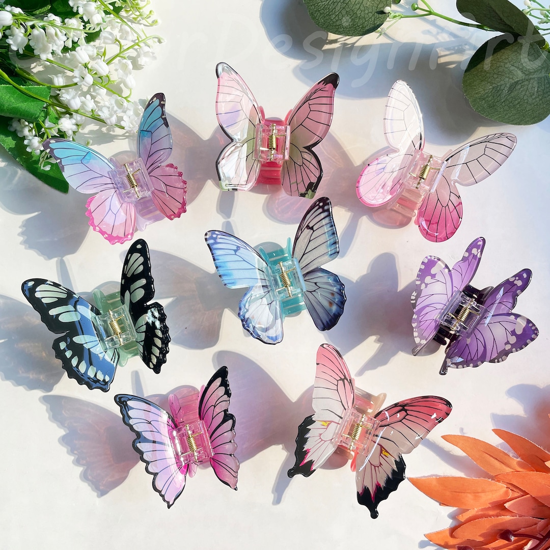 Colorful Simulated Butterfly Hair Claws,elegant Beautiful Acrylic ...