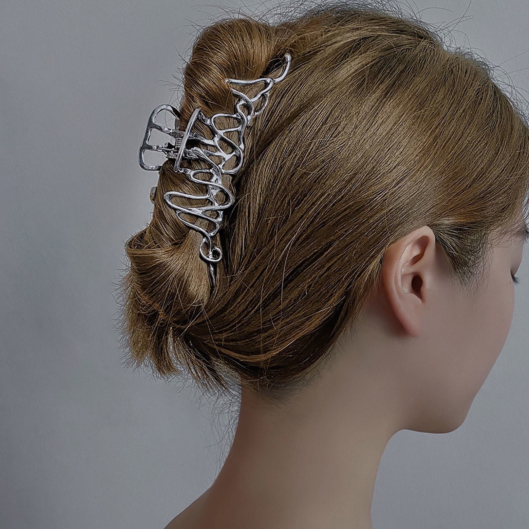 Fashionable Irregular Large Metal Hair Clip Silver Hair - Etsy