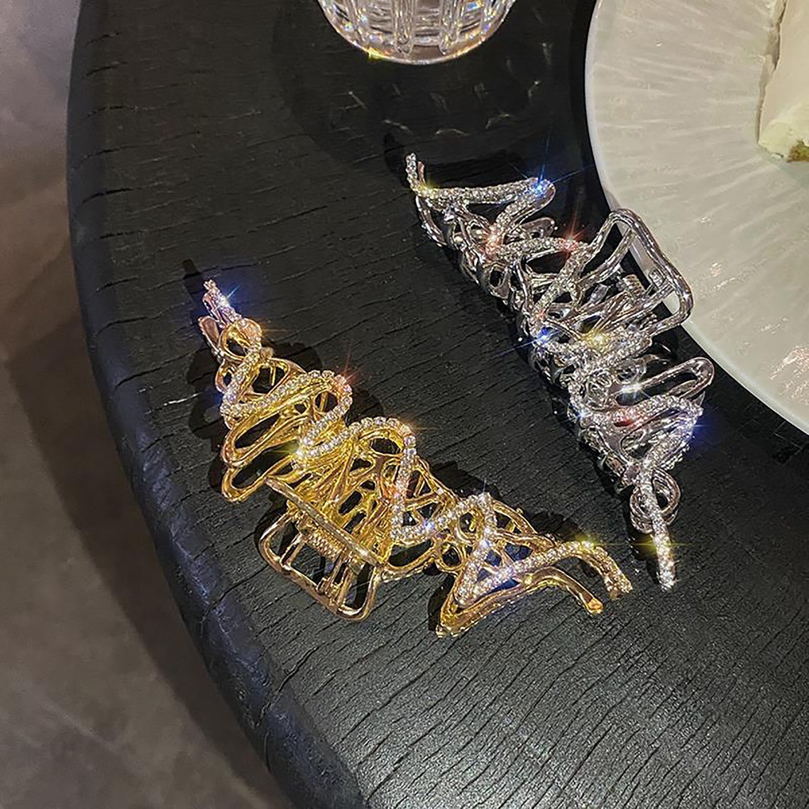 Shiny Rhinestone Metal Hair Claw Clip Hair Claw Clip for Thin | Etsy