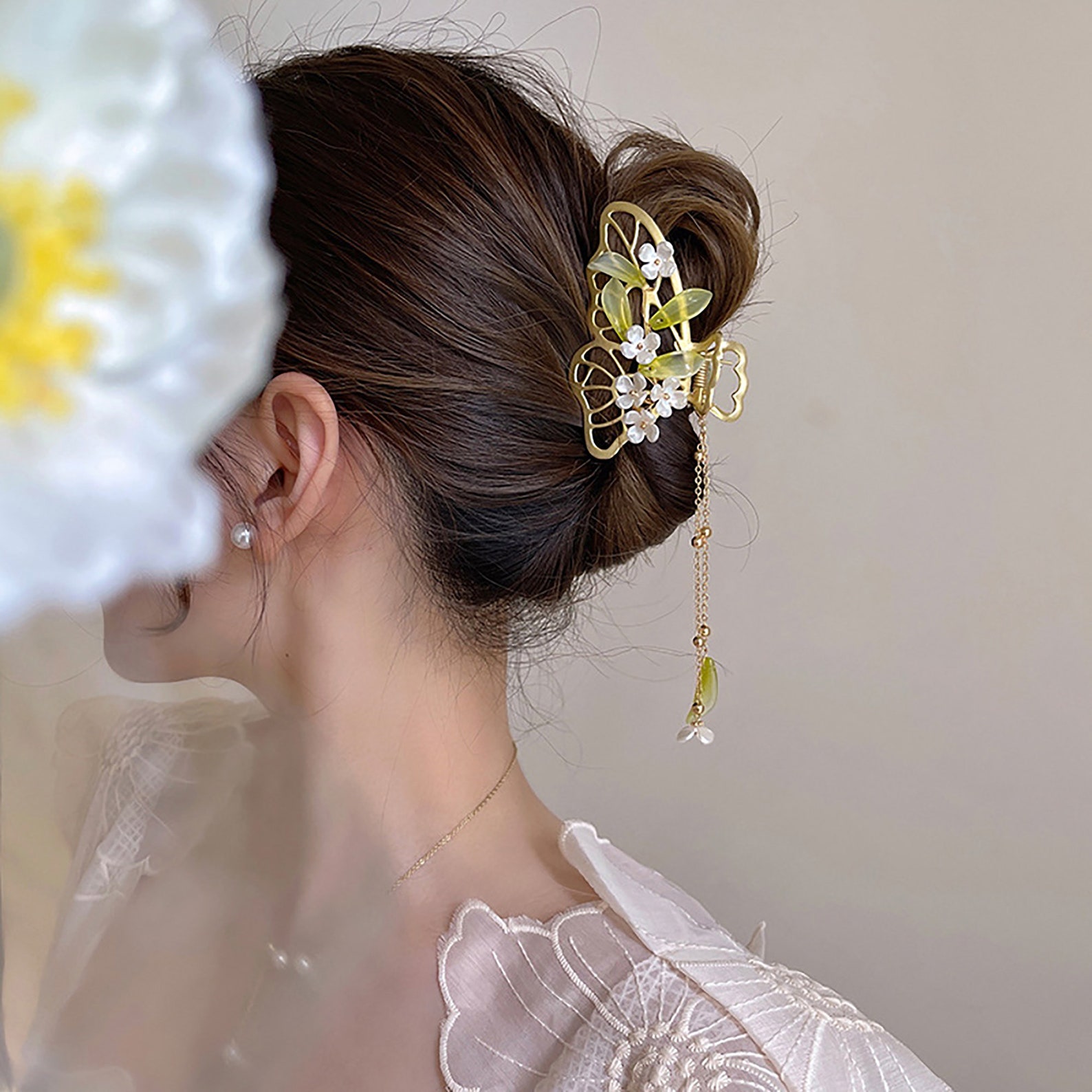 Vintage Jasmine Tassel Butterfly Hair Claw Clips Elegant - Etsy