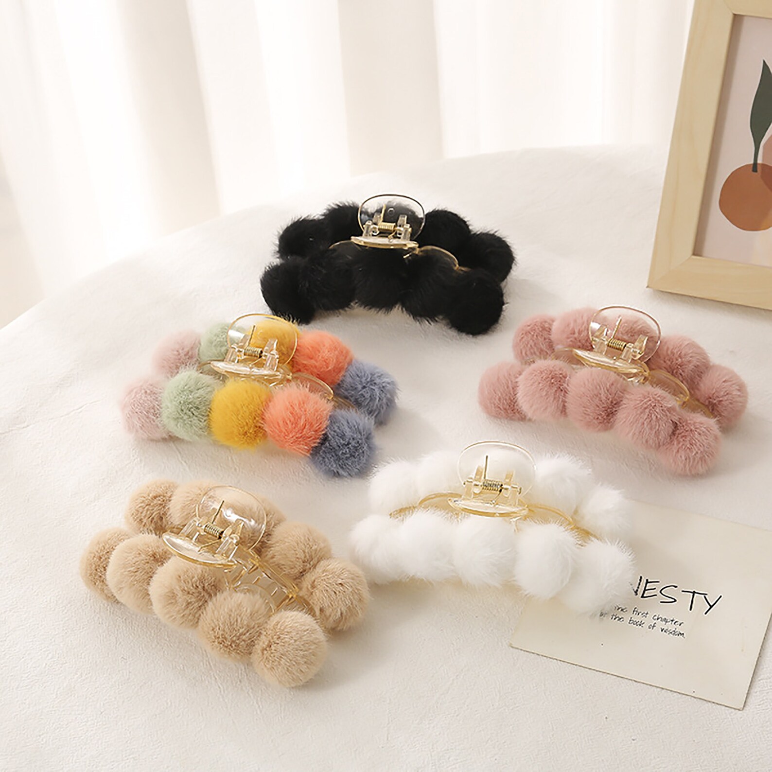 Large Plush Hair Claw Clips Fuzzy Hair Catch Barrette Winter - Etsy UK