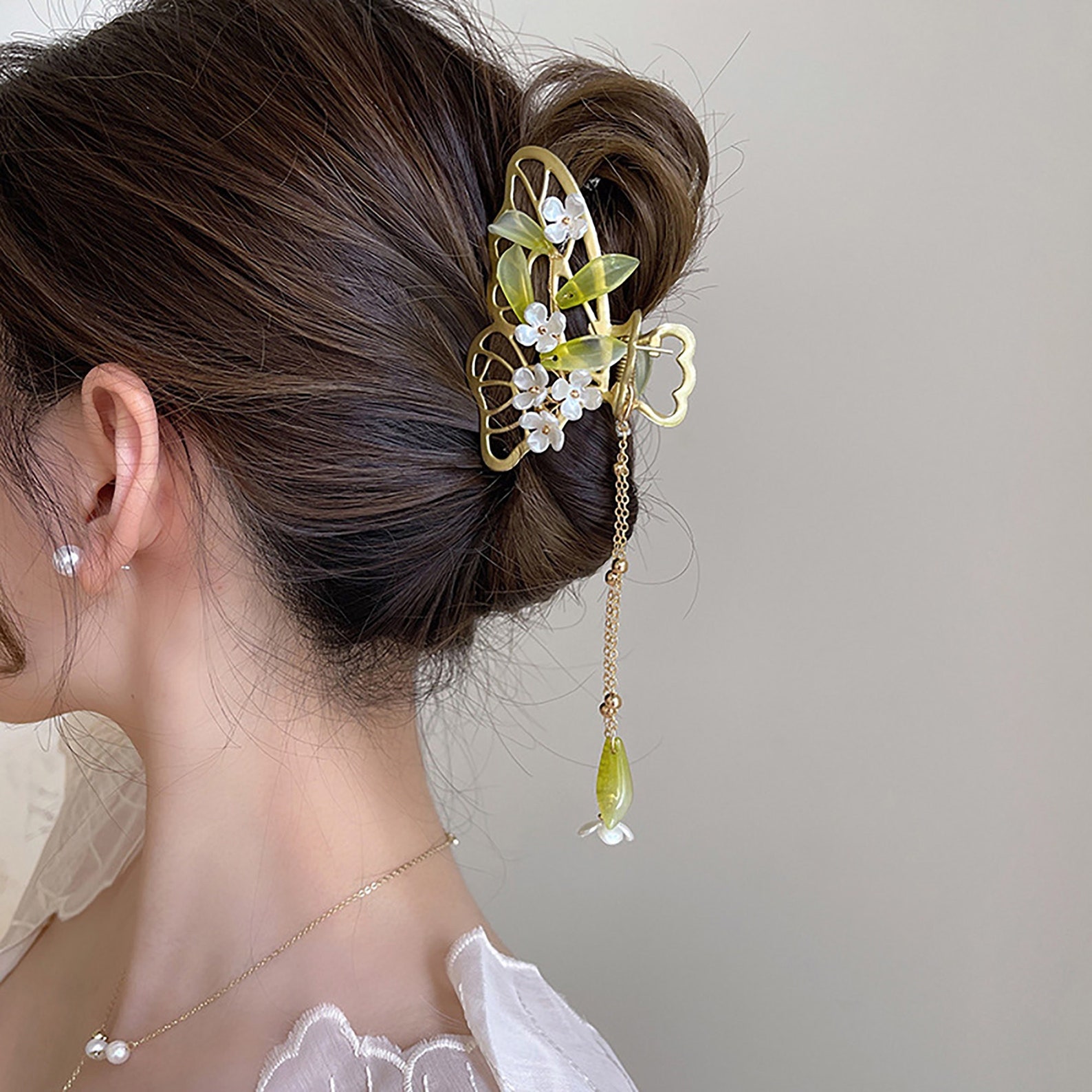 Vintage Jasmine Tassel Butterfly Hair Claw Clips Elegant - Etsy