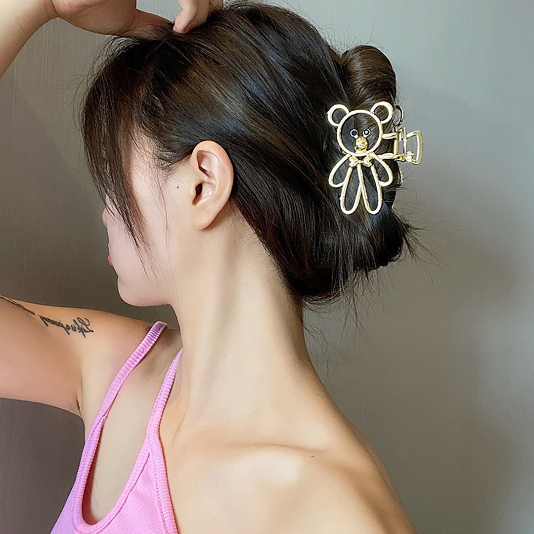 Cute Cartoon Bear Metal Hair Claw Clip Large Bear Hair Claw - Etsy