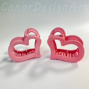 Cute Pink Peach Heart Hair Claw Clip, Pink Elegant Hair Claws for Women ...