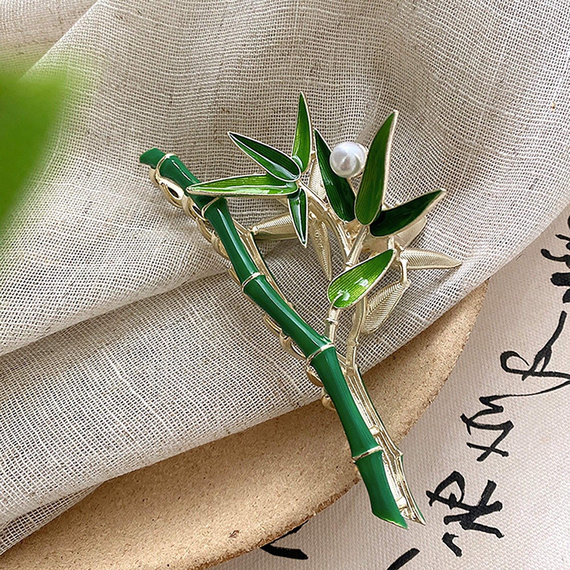Dripping Oil Green Bamboo Hair Claw Clips Green Enamel Bamboo - Etsy
