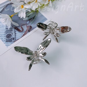 Liquid Metal Butterfly Dragonfly Hair Claw Clip,minimalist Metal ...
