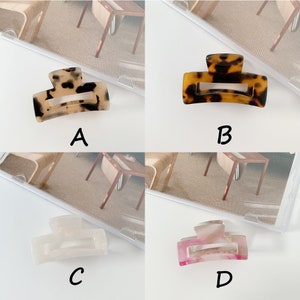 Rectangle Tortoise Hair Claw Clips, Minimalist Medium Hair Clamps, Hair ...