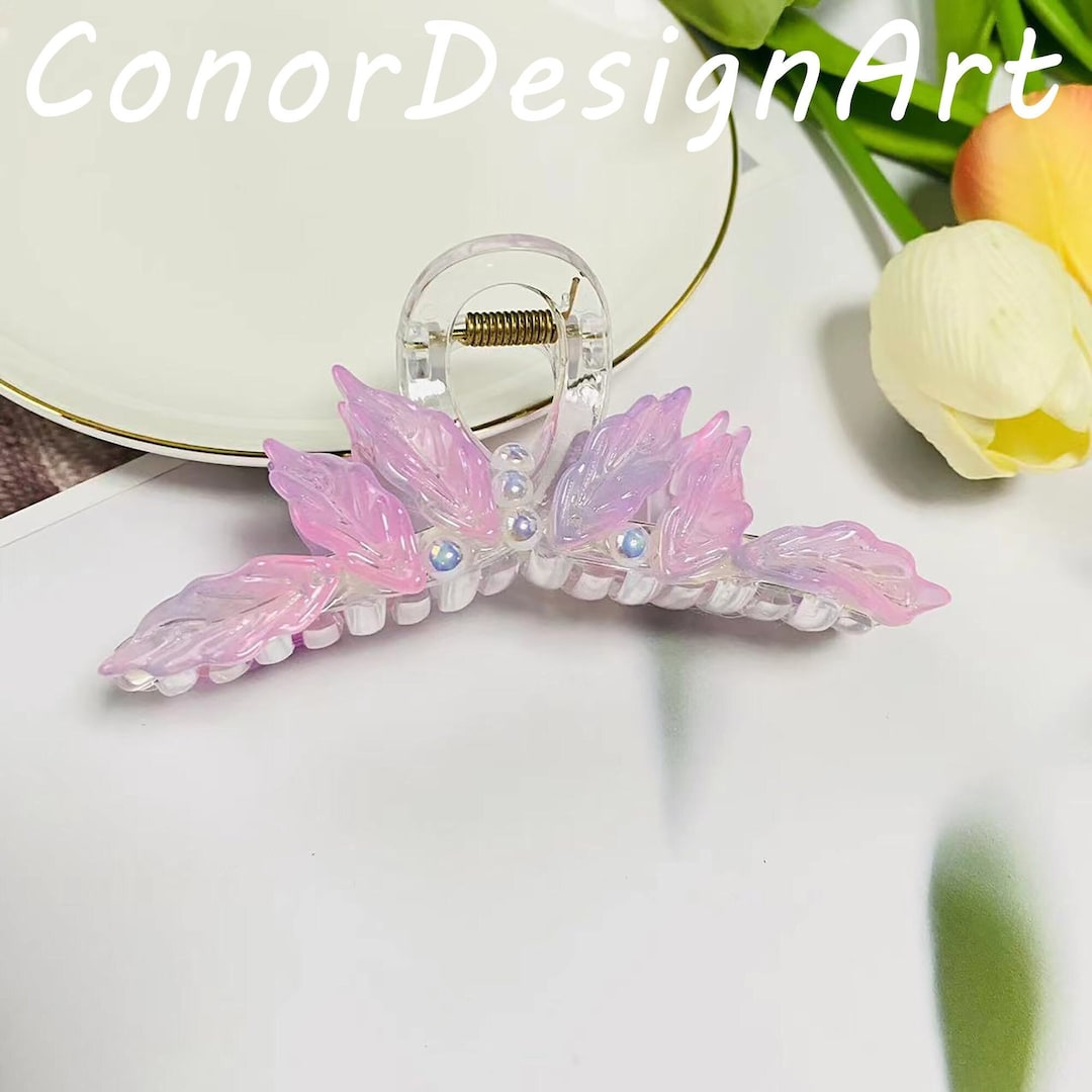 Blue Purple Pink Angel Wings Hair Claws, Elegant Acrylic Hair Clamps ...