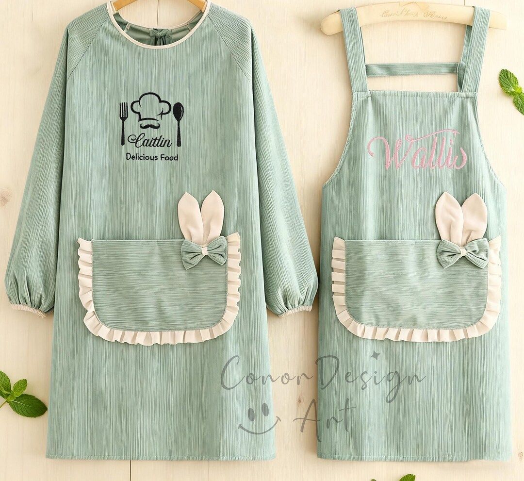 Personalized Apron With Pocket, Embroidered Apron Set, Custom Matching ...