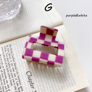Colorful Checkered Hair Claw Clips, Square Acrylic Check Hair Claw ...