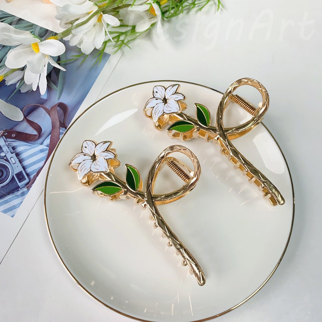 Vintage Lily Flower Hair Claws,colorful Drop Oil Enamel Flower Clamps ...