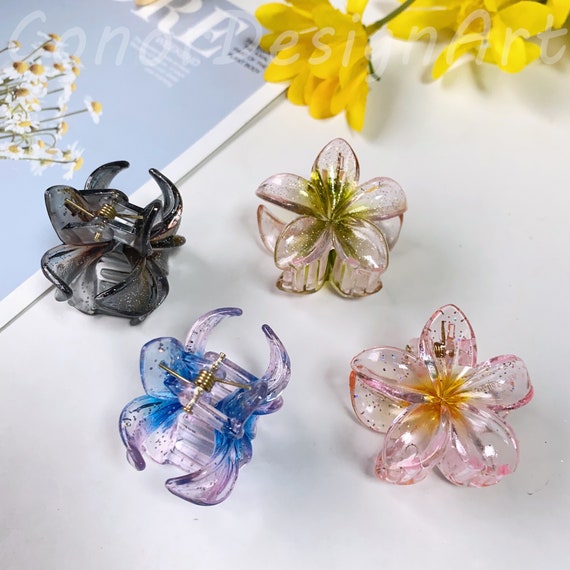 Glitter flower hair clips store