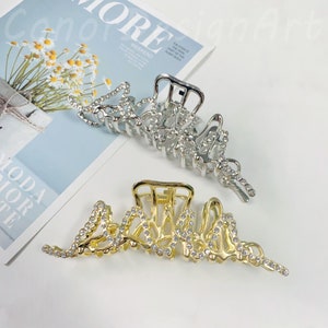 Shiny Rhinestone Metal Hair Claw Clip, Hair Claw Clip for Thin and ...