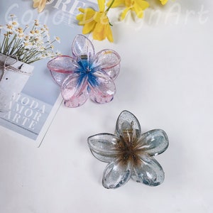 8 CM Sparkling Transparent Flower Hair Clips,shiny Glitter Bauhinia ...