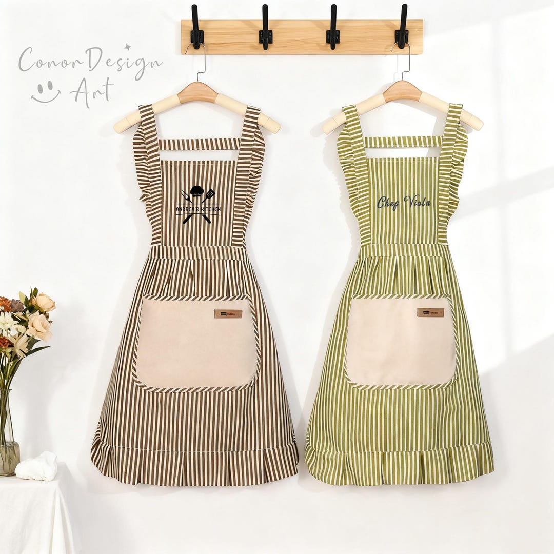 Custom Embroidered Ruffle Apron, Personalized Women Apron, Chefs Apron ...