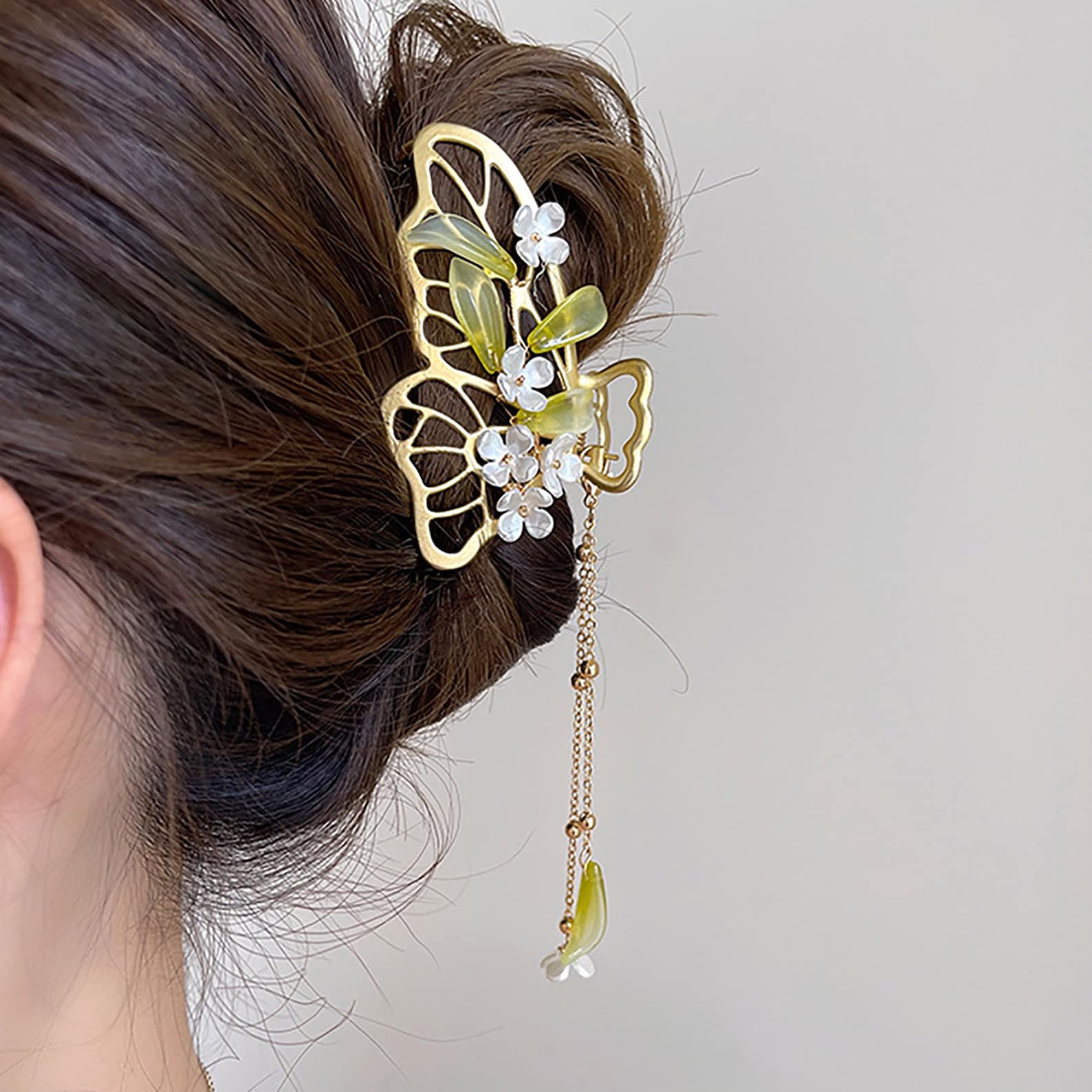 Vintage Jasmine Tassel Butterfly Hair Claw Clips Elegant - Etsy