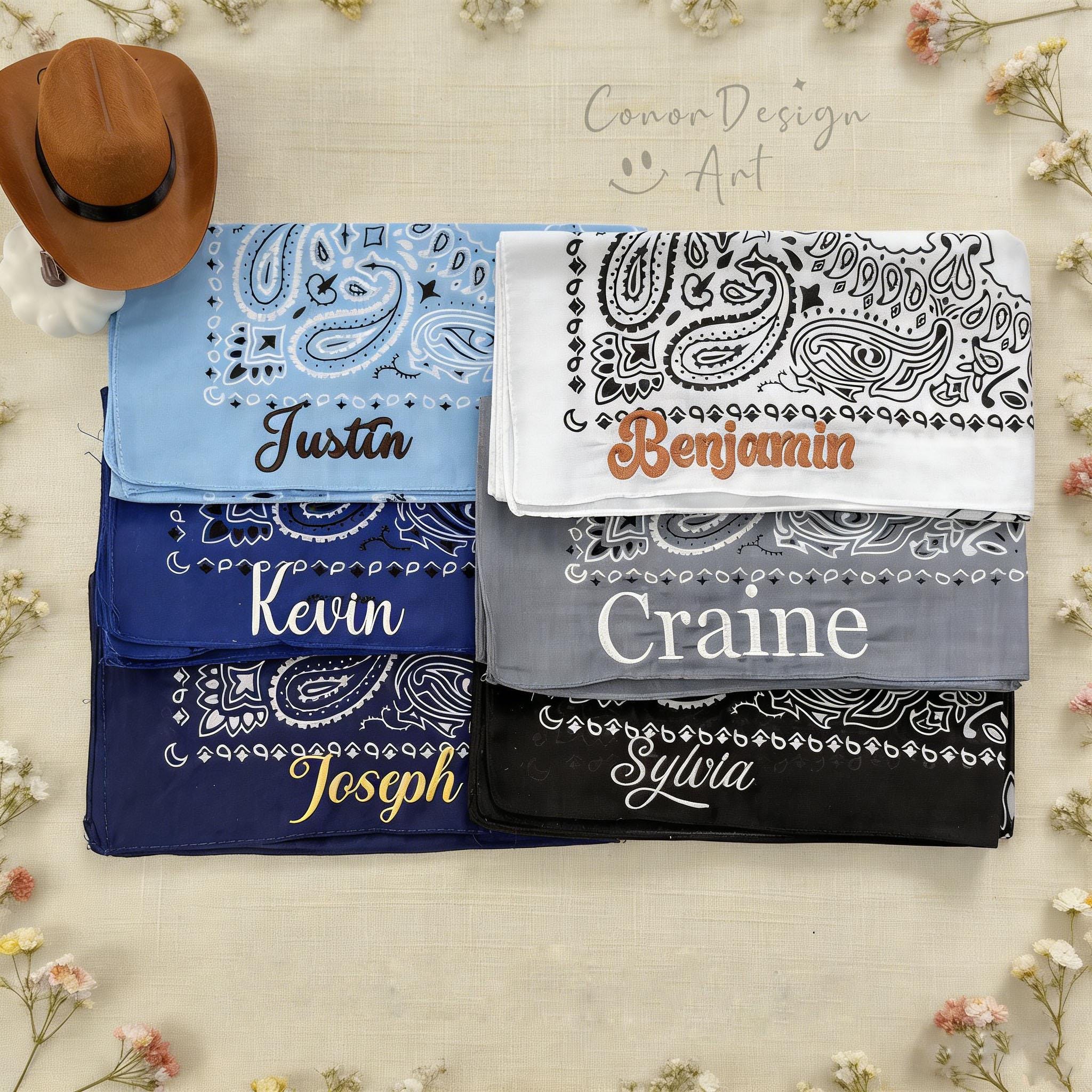 Personalized Embroidered Bandana,custom Name Handkerchief,western ...