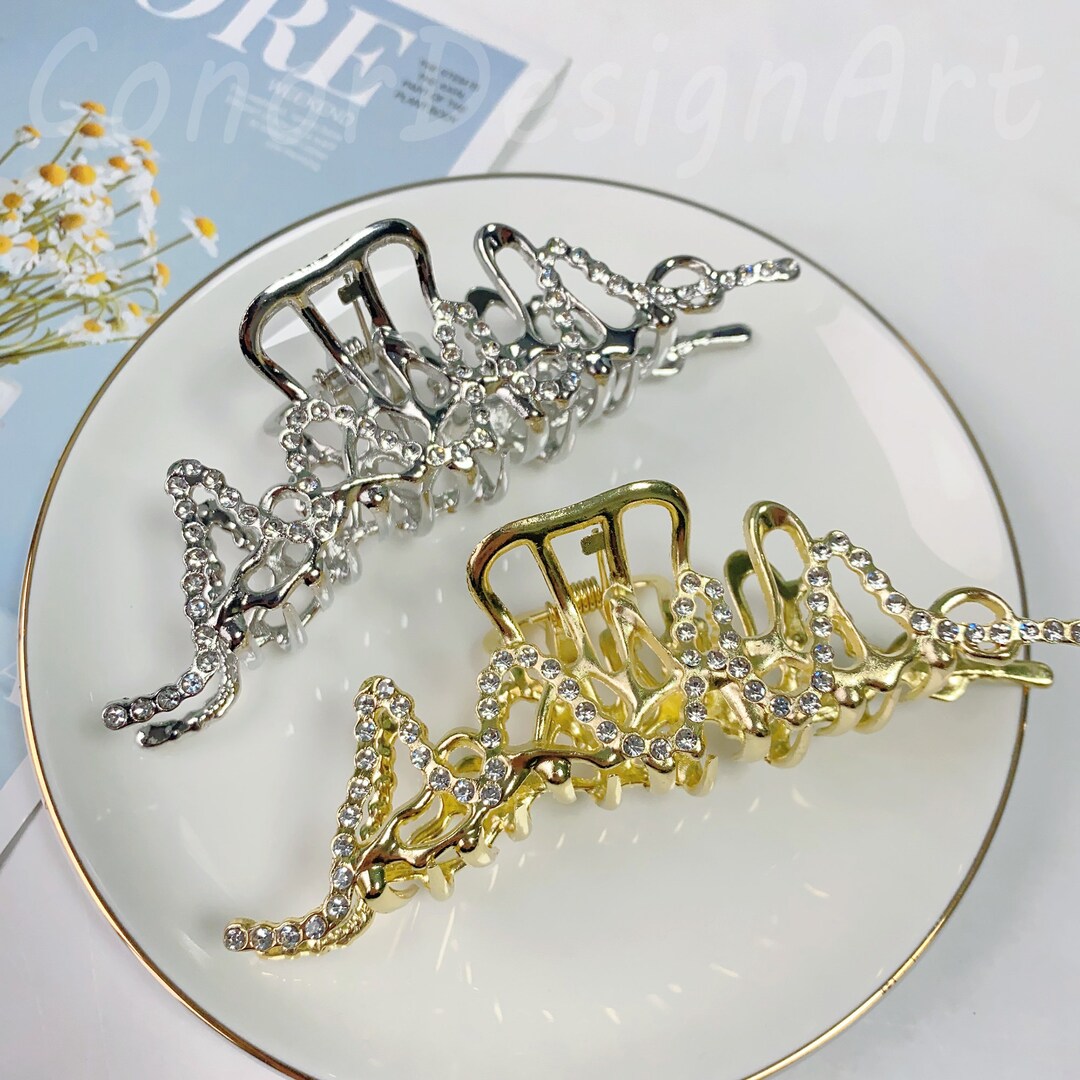 Shiny Rhinestone Metal Hair Claw Clip, Hair Claw Clip for Thin and ...