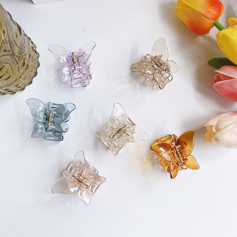 Cute Transparent Butterfly Hair Clips Lovely Colorful - Etsy