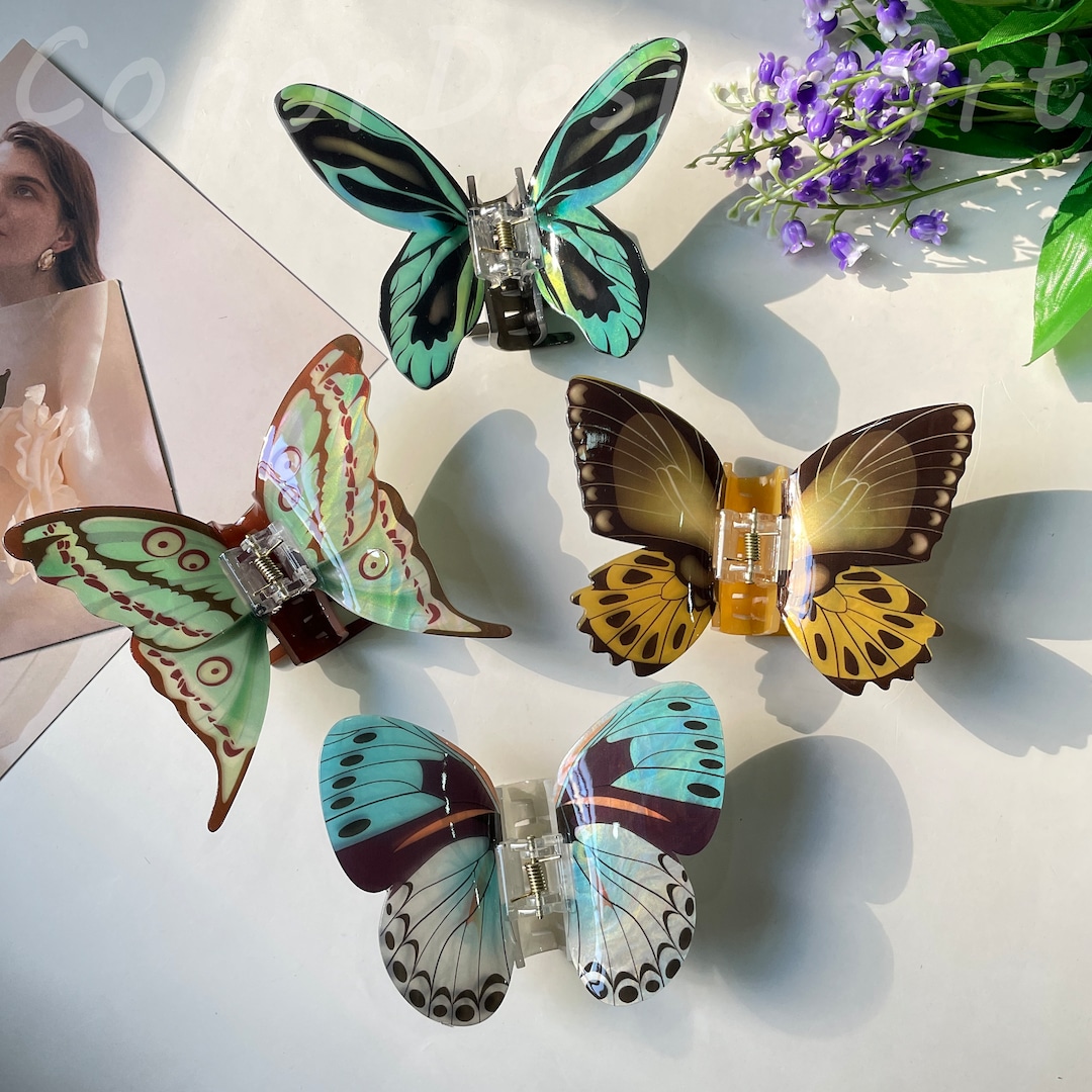 Colorful Simulated Butterfly Hair Claws, Beautiful Papilio Butterfly Hair Clips for Women ...